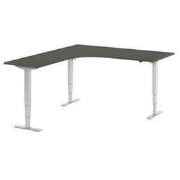 Schreibtisch Atlanta, elektrisch höhenverstellbar, L-Form, BxT 1800 x 2000 mm, dunkelgrau/weiß, links kaiserkraft