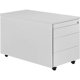 Mauser Schubladencontainer mit Rollen, HxT 529 x 800 mm, Kunststoffplatte, 3 Schubladen, lichtgrau / lichtgrau / lichtgrau