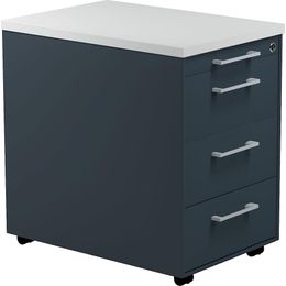 Mauser Schubladencontainer auf Rollen, HxT 579 x 600 mm, 3 Schubladen, anthrazitgrau / anthrazitgrau / lichtgrau