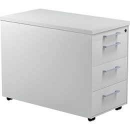 Mauser Schubladencontainer auf Rollen, HxT 579 x 800 mm, 3 Schubladen, lichtgrau / lichtgrau / lichtgrau