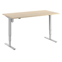 Schreibtisch Atlanta, elektrisch höhenverstellbar, gerade, BxT 1600 x 800 mm, Birke/weiß kaiserkraft