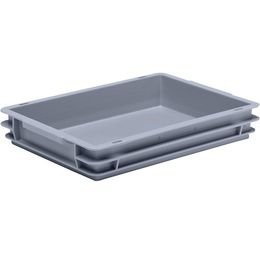 Euro-Stapelbehälter aus Polypropylen (PP), Traglast 20 kg, silbergrau, Volumen 6 l, Außenhöhe 65 mm, VE 10 Stk kaiserkraft