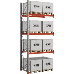 Palettenregal, verzinkt/orange, HxBxT 4500 x 1940 x 1100 mm, Fachlast 2000 kg, Anbauregal kaiserkraft