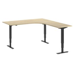 Schreibtisch Atlanta, elektrisch höhenverstellbar, L-Form, BxT 1800 x 2000 mm, Eiche/schwarz, rechts kaiserkraft
