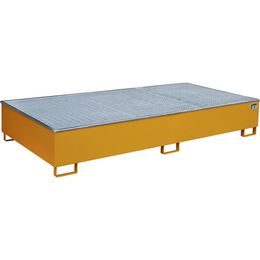 eurokraft pro Regal-Bodenwanne mit PE-Einsatz, mit Rost, 1000 l, LxBxH 2665 x 1315 x 440 mm, orange