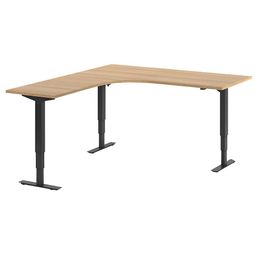 Schreibtisch Atlanta, elektrisch höhenverstellbar, L-Form, BxT 1800 x 2000 mm, Buche/schwarz, links kaiserkraft