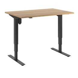 Schreibtisch Atlanta, elektrisch höhenverstellbar, gerade, BxT 1200 x 800 mm, Buche/schwarz kaiserkraft