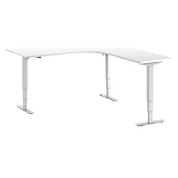 Schreibtisch Atlanta, elektrisch höhenverstellbar, L-Form, BxT 1800 x 2000 mm, weiß/weiß, rechts kaiserkraft