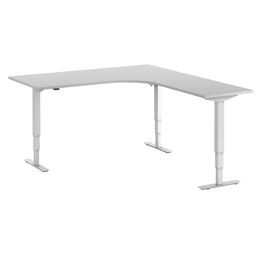 Schreibtisch Atlanta, elektrisch höhenverstellbar, L-Form, BxT 1800 x 2000 mm, lichtgrau/weiß, rechts kaiserkraft