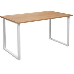 Mehrzwecktisch DUO-O, gerade Platte, Tiefe 800 mm, Breite 1400 mm, Buche / weiß kaiserkraft