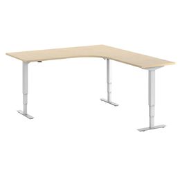 Schreibtisch Atlanta, elektrisch höhenverstellbar, L-Form, BxT 1800 x 2000 mm, Birke/weiß, rechts kaiserkraft