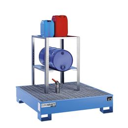 eurokraft pro Fass- und Kleingebinderegal, mit 1 Fassauflage 60 l und 1 Boden, HxBxT 900 x 698 x 608 mm