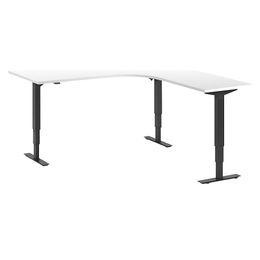Schreibtisch Atlanta, elektrisch höhenverstellbar, L-Form, BxT 1800 x 2000 mm, weiß/schwarz, rechts kaiserkraft