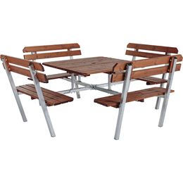 Gruppensitzbank, mit 4 Bänken und Tisch, Kiefernholz, LxBxH 2200 x 2200 x 1000 mm kaiserkraft