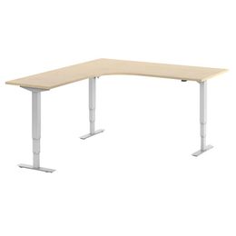 Schreibtisch Atlanta, elektrisch höhenverstellbar, L-Form, BxT 1800 x 2000 mm, Birke/weiß, links kaiserkraft