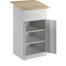 Pavoy Industrie-Stehpult, mit Flügeltürschrank, lichtgrau