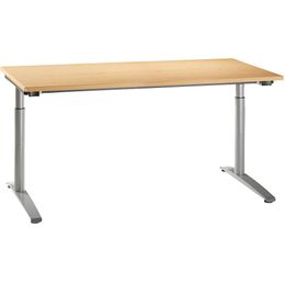 HANNA - Schreibtisch mit C-Fußgestell, höhenverstellbar 650 - 850 mm, Breite 1600 mm, Buche-Dekor kaiserkraft