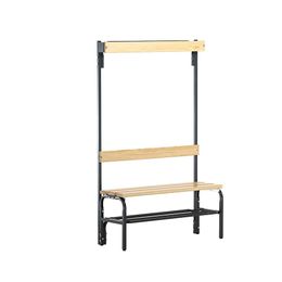 Sypro Umkleidebank mit Hakenleisten, einseitig, 3 Haken, 1015 mm, anthrazit, Schuhrost