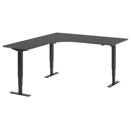 Schreibtisch Atlanta, elektrisch höhenverstellbar, L-Form, BxT 1800 x 2000 mm, dunkelgrau/schwarz, links kaiserkraft