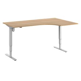 Schreibtisch Atlanta, elektrisch höhenverstellbar, Ecke, BxT 1800 x 1200 mm, Buche/weiß, rechts kaiserkraft