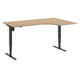 Schreibtisch Atlanta, elektrisch höhenverstellbar, Ecke, BxT 1800 x 1200 mm, Buche/schwarz, rechts kaiserkraft