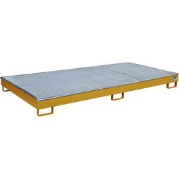 eurokraft pro Regal-Bodenwanne mit PE-Einsatz, mit Rost, 240 l, LxBxH 2665 x 1315 x 210 mm, orange