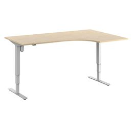 Schreibtisch Atlanta, elektrisch höhenverstellbar, Ecke, BxT 1800 x 1200 mm, Birke/weiß, rechts kaiserkraft