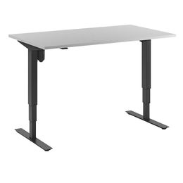 Schreibtisch Atlanta, elektrisch höhenverstellbar, gerade, BxT 1400 x 800 mm, lichtgrau/schwarz kaiserkraft