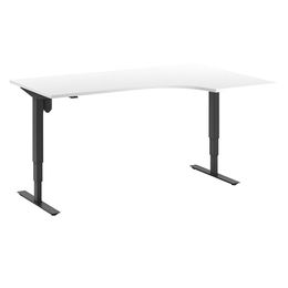 Schreibtisch Atlanta, elektrisch höhenverstellbar, Ecke, BxT 1800 x 1200 mm, weiß/schwarz, rechts kaiserkraft