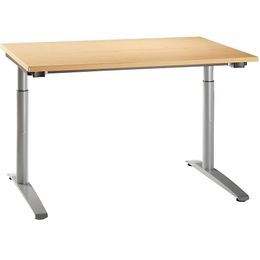 HANNA - Schreibtisch mit C-Fußgestell, höhenverstellbar 650 - 850 mm, Breite 1200 mm, Buche-Dekor kaiserkraft