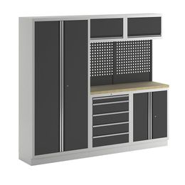 Schranksystem, 1 Schrank, 2 Unterbauschränke, 2 Hängeschränke, anthrazitgrau kaiserkraft