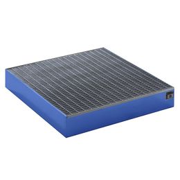 Paletten-Auffangwanne, LxBxH 1200 x 1200 x 185 mm, blau RAL 5012, mit Gitterrost kaiserkraft