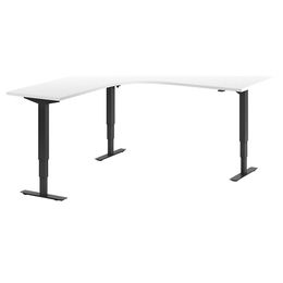 Schreibtisch Atlanta, elektrisch höhenverstellbar, L-Form, BxT 1800 x 2000 mm, weiß/schwarz, links kaiserkraft