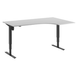 Schreibtisch Atlanta, elektrisch höhenverstellbar, Ecke, BxT 1800 x 1200 mm, lichtgrau/schwarz, rechts kaiserkraft