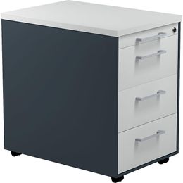Mauser Schubladencontainer auf Rollen, HxT 579 x 600 mm, 3 Schubladen, anthrazitgrau / lichtgrau / lichtgrau