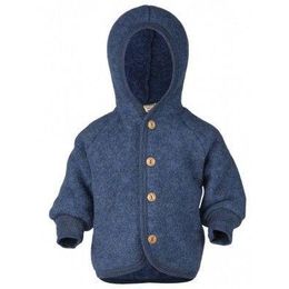 Engel Baby Jacke mit Kapuze Wollfleece blau melange - Gr&ouml;&szlig;e 62/68 575520