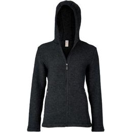 Engel Jacke mit Kapuze Merino Wollfleece Damen schwarz melange - Gr&ouml;&szlig;e 42/44 584421