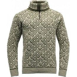 DEVOLD Svalbard Sweater Zip-Neck olive/offwhite - Gr&ouml;&szlig;e XS TC396410A