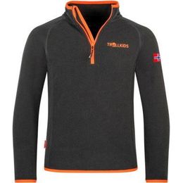 Trollkids Kids Nordland Half Zip black/flame orange - Gr&ouml;&szlig;e 128 Kinder 707