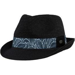 P.A.C. Blues Trilby Straw Hat anthracite/blue leaves - Gr&ouml;&szlig;e S/M 30541002