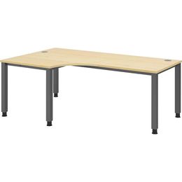 eurokraft pro Schreibtisch, Winkeltisch, Breite 2000 mm, graphit / Ahorn