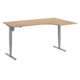 Schreibtisch Atlanta, elektrisch höhenverstellbar, Ecke, BxT 1800 x 1200 mm, Buche/silber, rechts kaiserkraft
