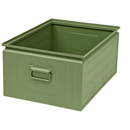 Stapelkasten aus Stahlblech, Volumen ca. 80 l, resedagrün RAL 6011 kaiserkraft