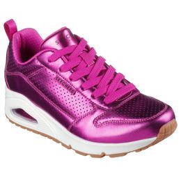 Sneaker Skechers "UNO-METALLIXS", Damen, Gr. 38, pink (magenta), Leder, metallic, Schuhe Sneaker, Keilsneaker, Plateausneaker, Schn&uuml;rschuh, Halbschuh im Metallic-Look