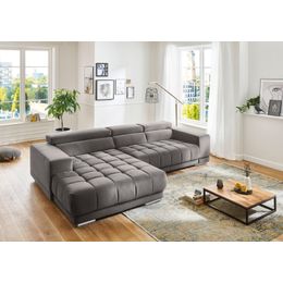 Ecksofa DIE PLANBAR "MP-IN15053 L-Form extra breiter Schenkel", grau, B:329cm H:73cm T:190cm, 100% Polyester, Sofas, Ecksofa, mit Kopfteilverstellung, wahlweise mit manueller Vorziehbank