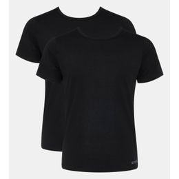 Unterhemd Sloggi "Men GO ABC 2.0", Herren, Gr. M, schwarz, Single Jersey, Obermaterial: 95% Baumwolle, 5% Elasthan, unifarben, figurbetont, Rundhals, Unterhemden, Rundhals-Ausschnitt, Slim Fit, weich, elastisch, Baumwollmischung