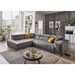 Ecksofa DIE PLANBAR "MP-IN15053 L-Form breiter Schenkel", grau, B:323cm H:73cm T:222cm, Sofas, Ecksofa, wahlweise mit Kopfteilverstellung und manueller Vorziehbank