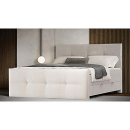Boxspringbett FORTE "Eve inkl. zwei Bettkästen und Kaltschaum Topper", beige, B:166cm L:225cm, Komplettbetten, und einer 7-Zonen-Tonnentaschen-Federkernmatratze (H3)