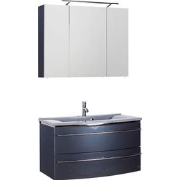 Badmöbel-Set SAPHIR "3040", grau (anthrazit glanz, anthrazit glanz), B:90cm, Kastenmöbel-Sets, Breite 90 cm