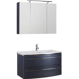 Badmöbel-Set SAPHIR "3040", grau (anthrazit glanz, anthrazit glanz), B:90cm, Kastenmöbel-Sets, Breite 90 cm